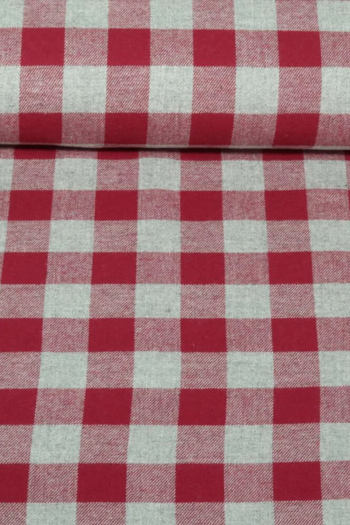 Baumwoll Flanell Großes Karo Grau Rot | PATTYDOO